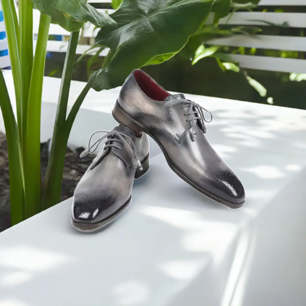 Patina Gray Brogue Shoes for Men's Gray Dress Shoes - Jacob Shoes